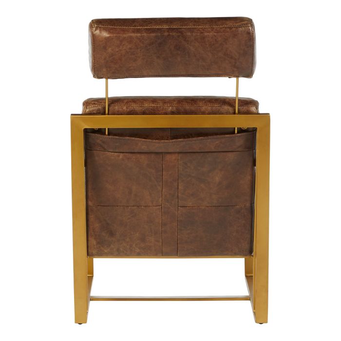 Brogan Industrial Style Brown Leather Lounge Chair– Indigo Lounge