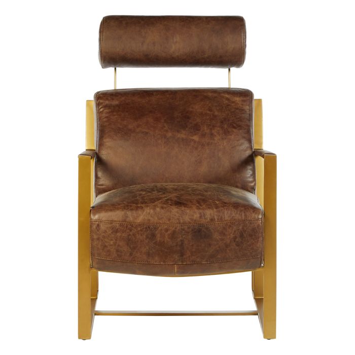 Brogan Industrial Style Brown Leather Lounge Chair– Indigo Lounge