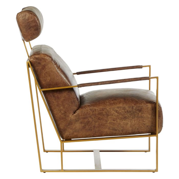 Brogan Industrial Style Brown Leather Lounge Chair– Indigo Lounge