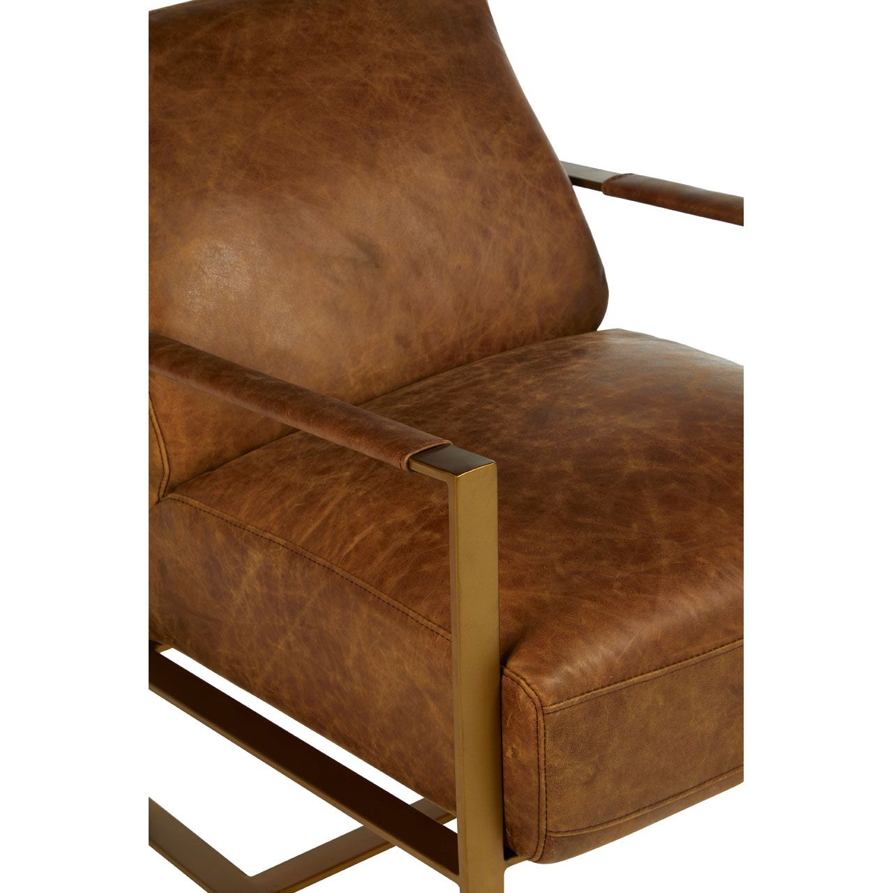 Brogan Tan Leather Industrial Lounge Chair– Indigo Lounge