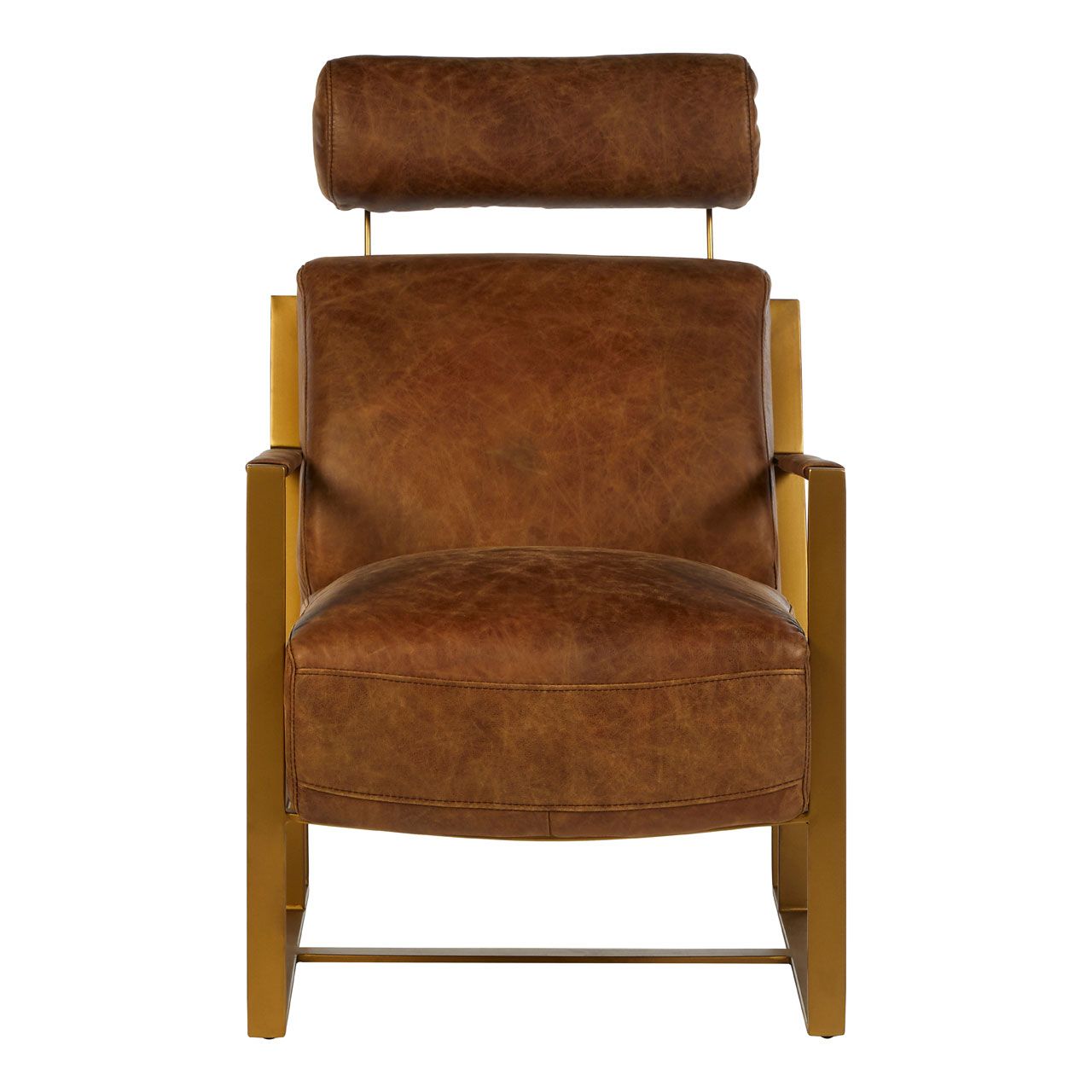 Brogan Tan Leather Industrial Lounge Chair– Indigo Lounge