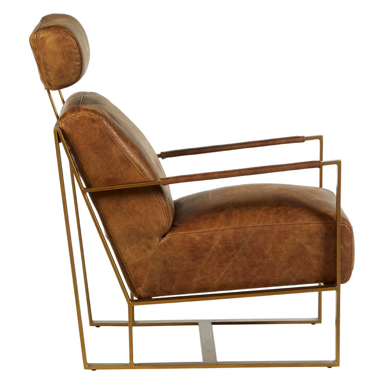 Brogan Industrial Style Tan Leather Lounge Chair– Indigo Lounge