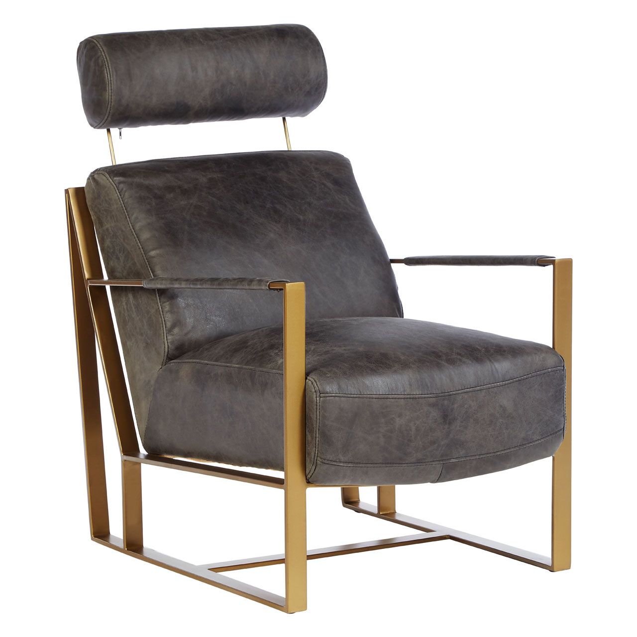 Brogan Industrial Style Ebony Leather Lounge Chair– Indigo Lounge
