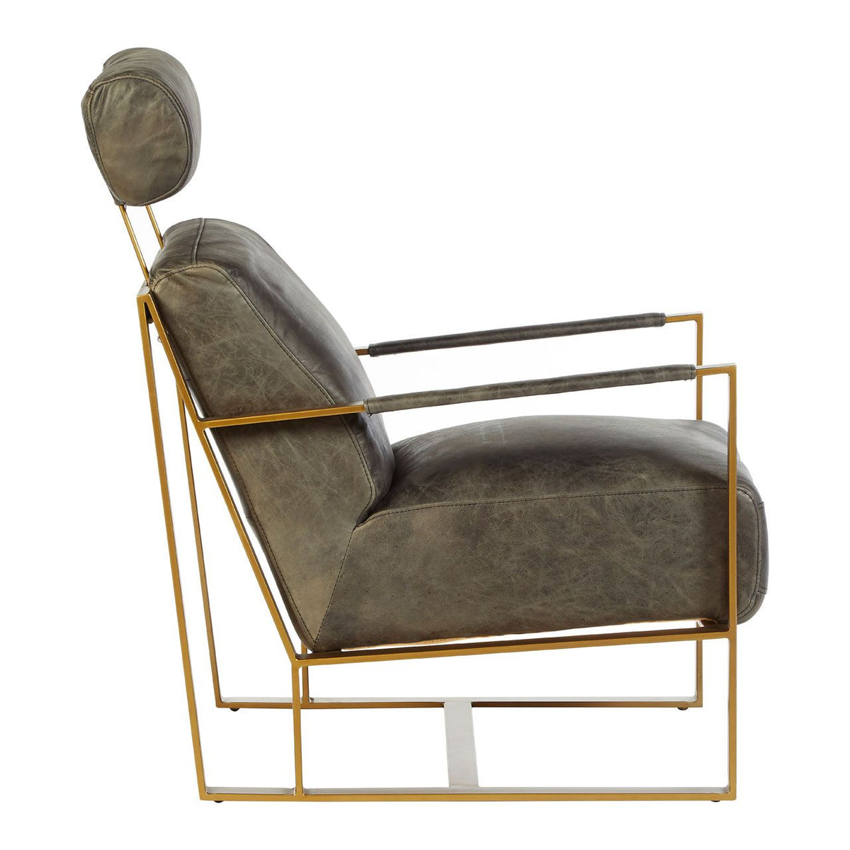 Brogan Industrial Style Ebony Leather Lounge Chair– Indigo Lounge