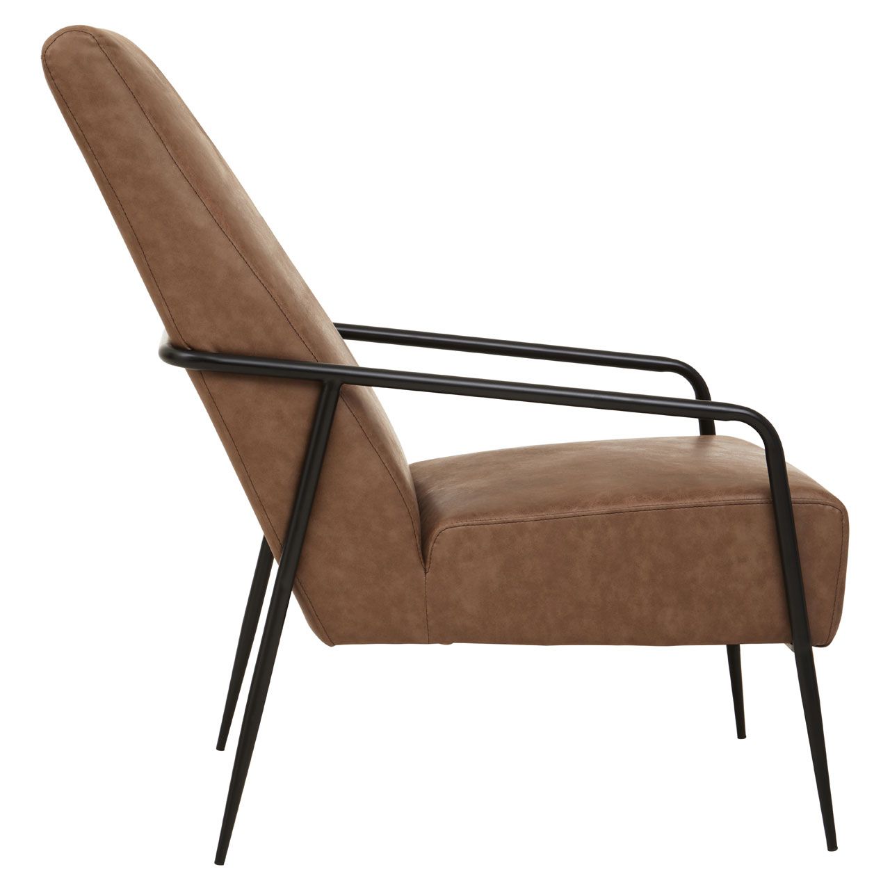 Foundry High Back Leather Lounge Chair Indigo Lounge