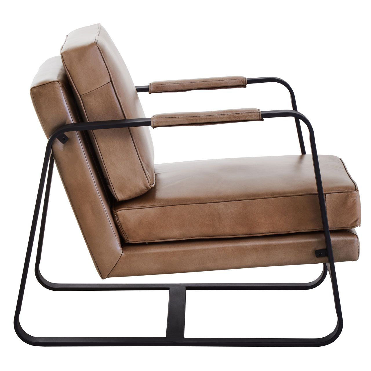 Irving Industrial Style Buffalo Light Brown Leather Armchair– Indigo Lounge