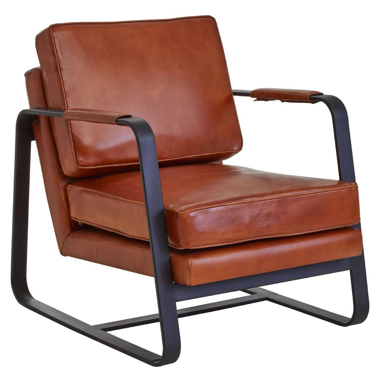 Irving Tan Buffalo Leather Industrial Armchair– Indigo Lounge